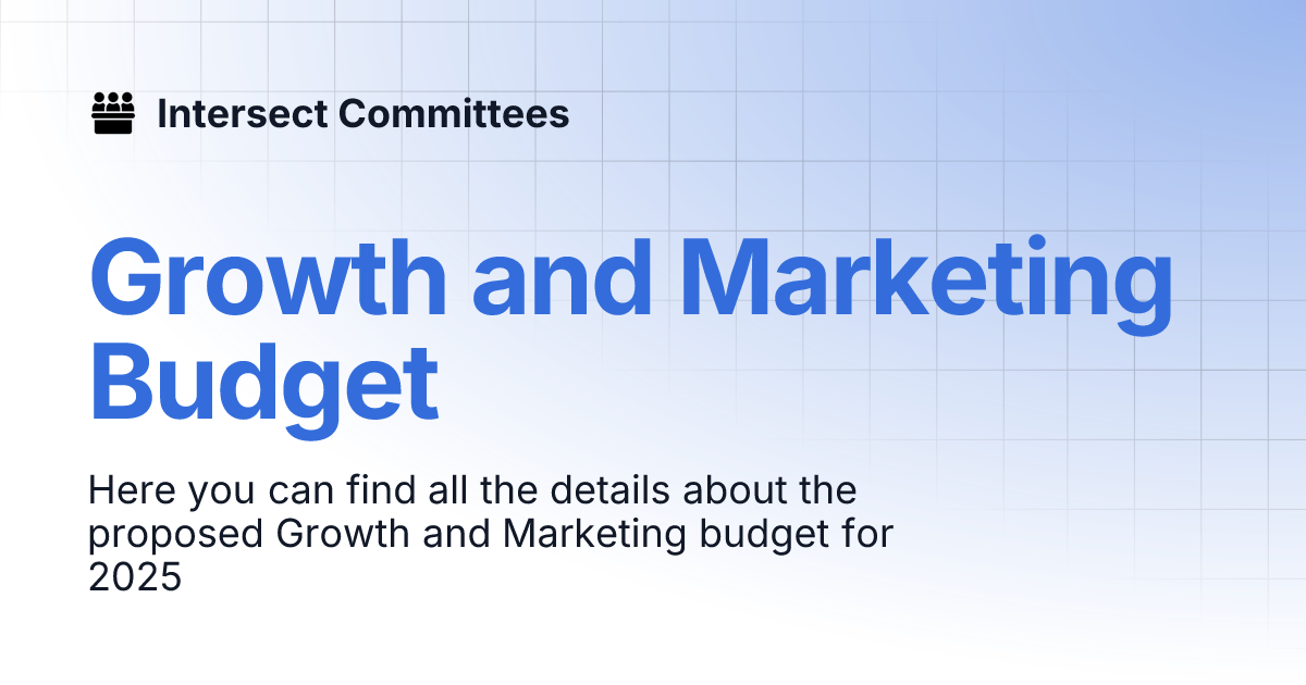 Growth and Marketing Budget | Intersect - Budget Committee | Intersect Committees