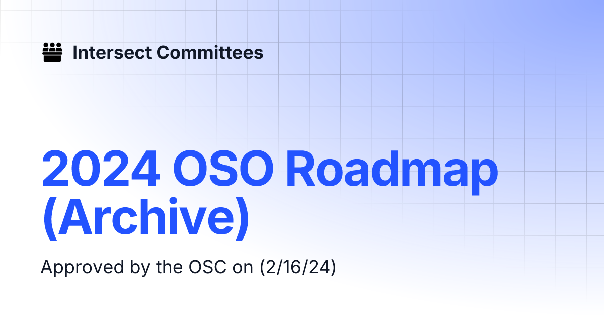 2024 OSO Roadmap (Archive) | Intersect - Open Source Committee | Intersect Committees
