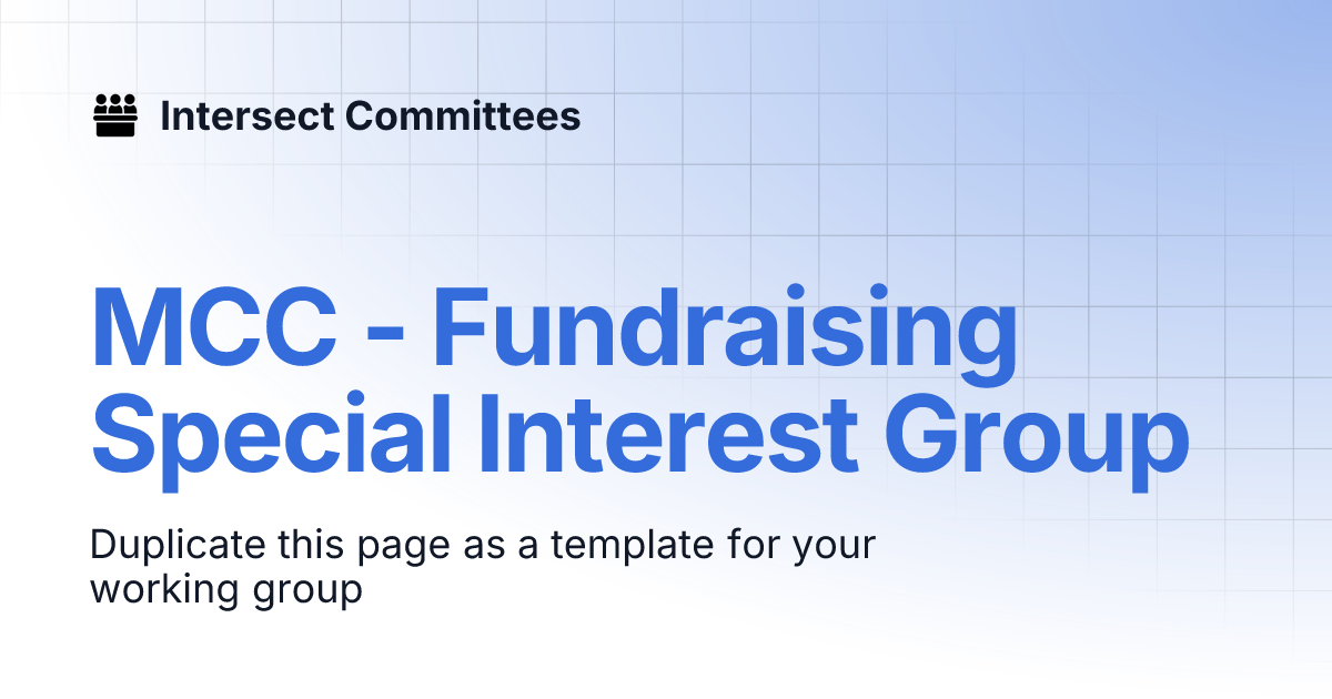 MCC - Fundraising Special Interest Group | Intersect Committees